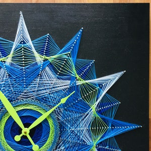 Homemade String Art Clock - Blues and Lime Green - Etsy