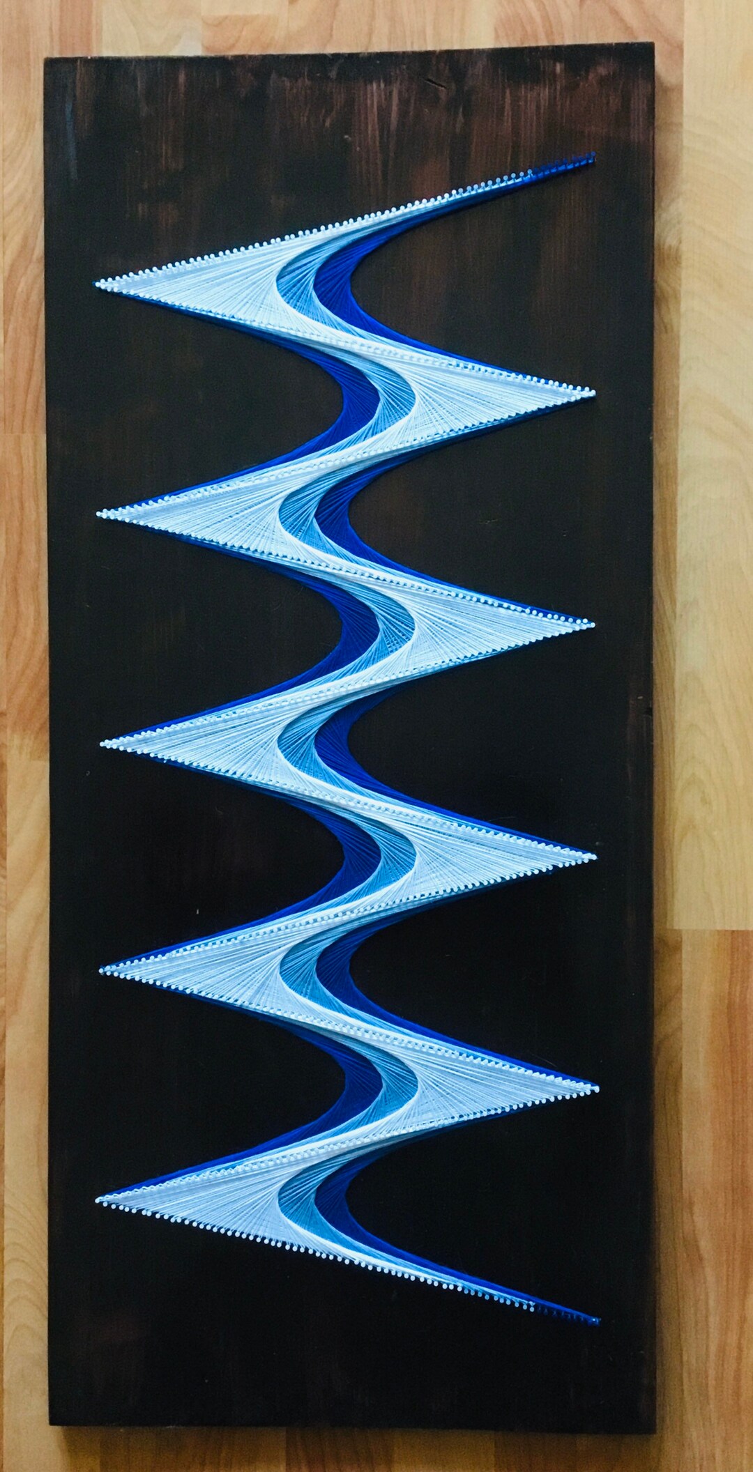String Art Zig Zag of Blues and White - Etsy