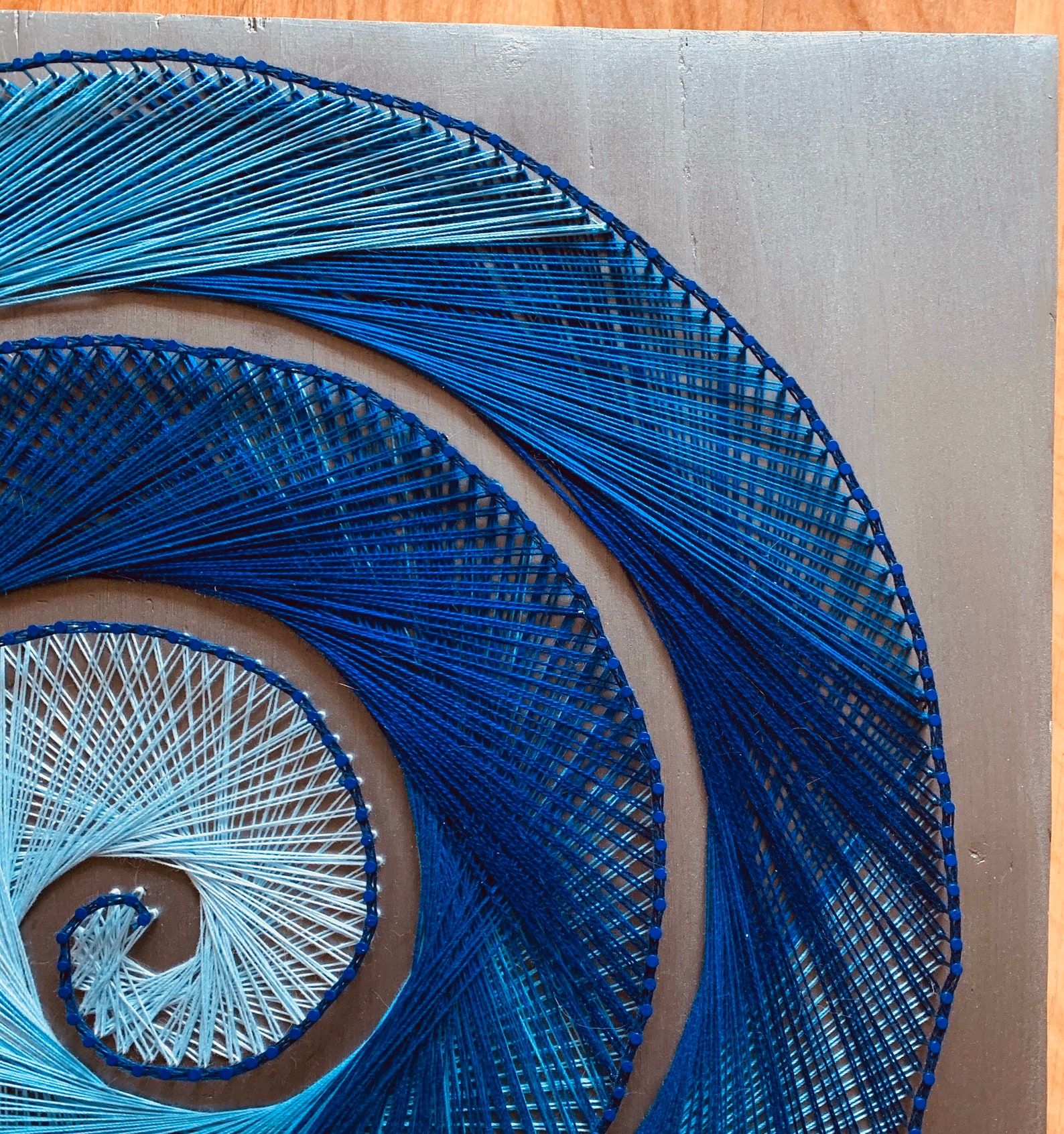 Homemade String Art Blue Spiral - Etsy