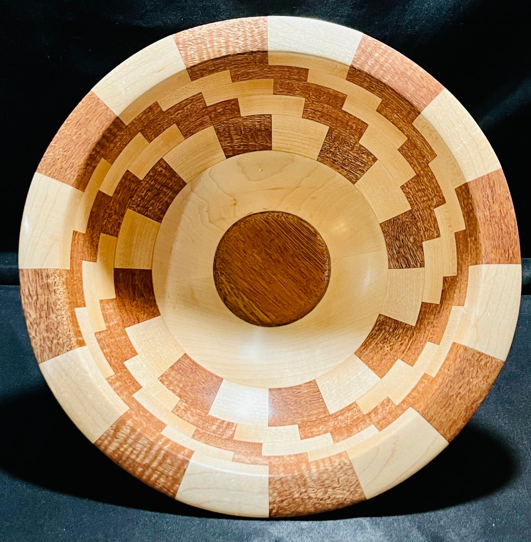 Segmented Bowl Made With Maple and Mahogany With a Mahogany Base and ...