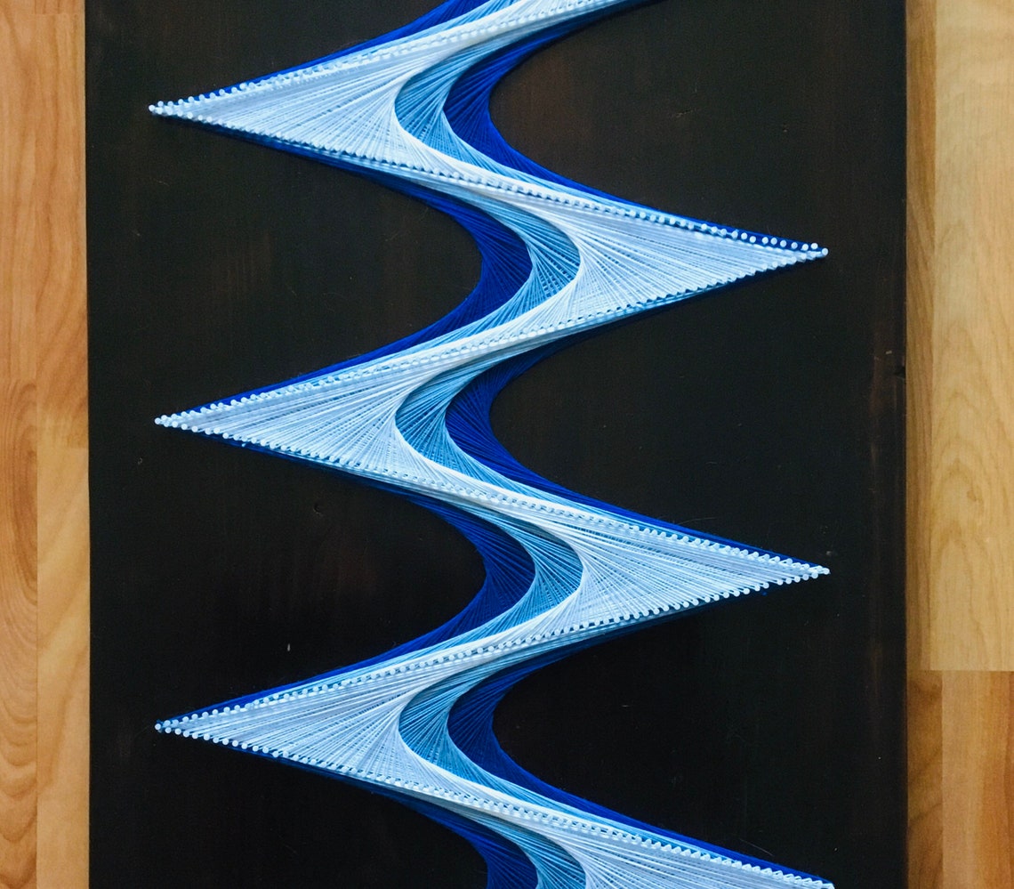 String Art Zig Zag of Blues and White - Etsy