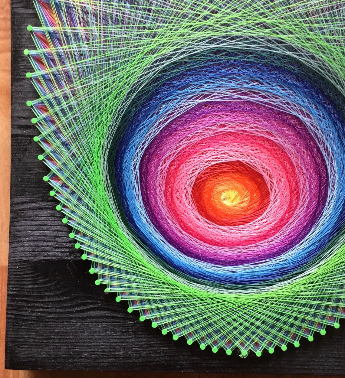 Oval Rainbow String Art on Black - Etsy