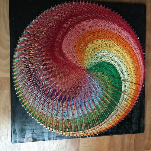 Oval Rainbow String Art on Black - Etsy