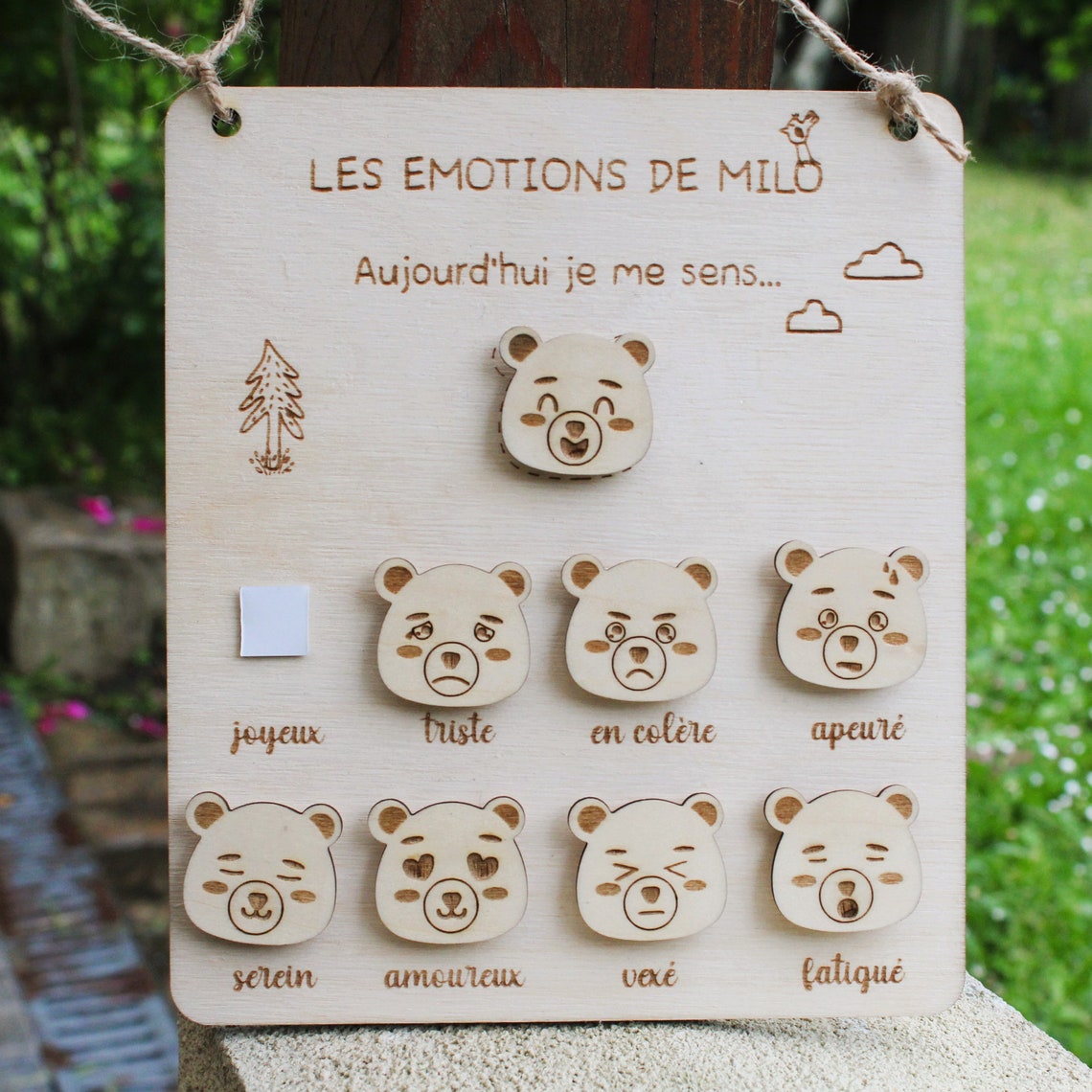 Tableau des émotions en bois personnalisé - Ours ou Loutre - Etsy France