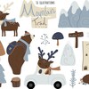 Woodland Animal Clipart, Cute Bear, Mushroom, Flowers, Digital Graphics ...
