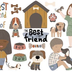 Dog Clipart, Cute Pets, Cute Animal Illustrations, Digital Clipart Set ...