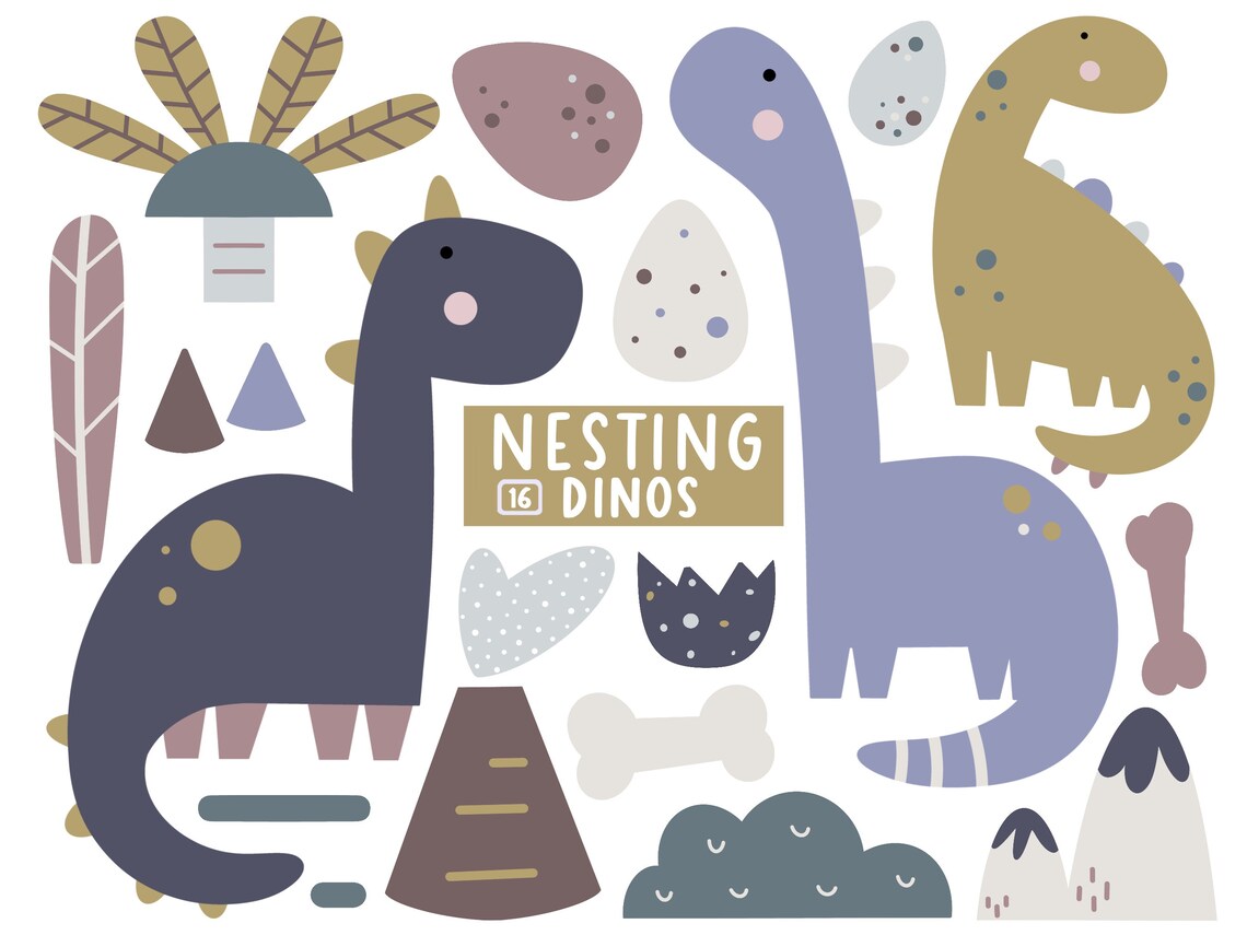 Dinosaur Clipart , Cute Dino Eggs, Digital Graphics Set, Digital ...