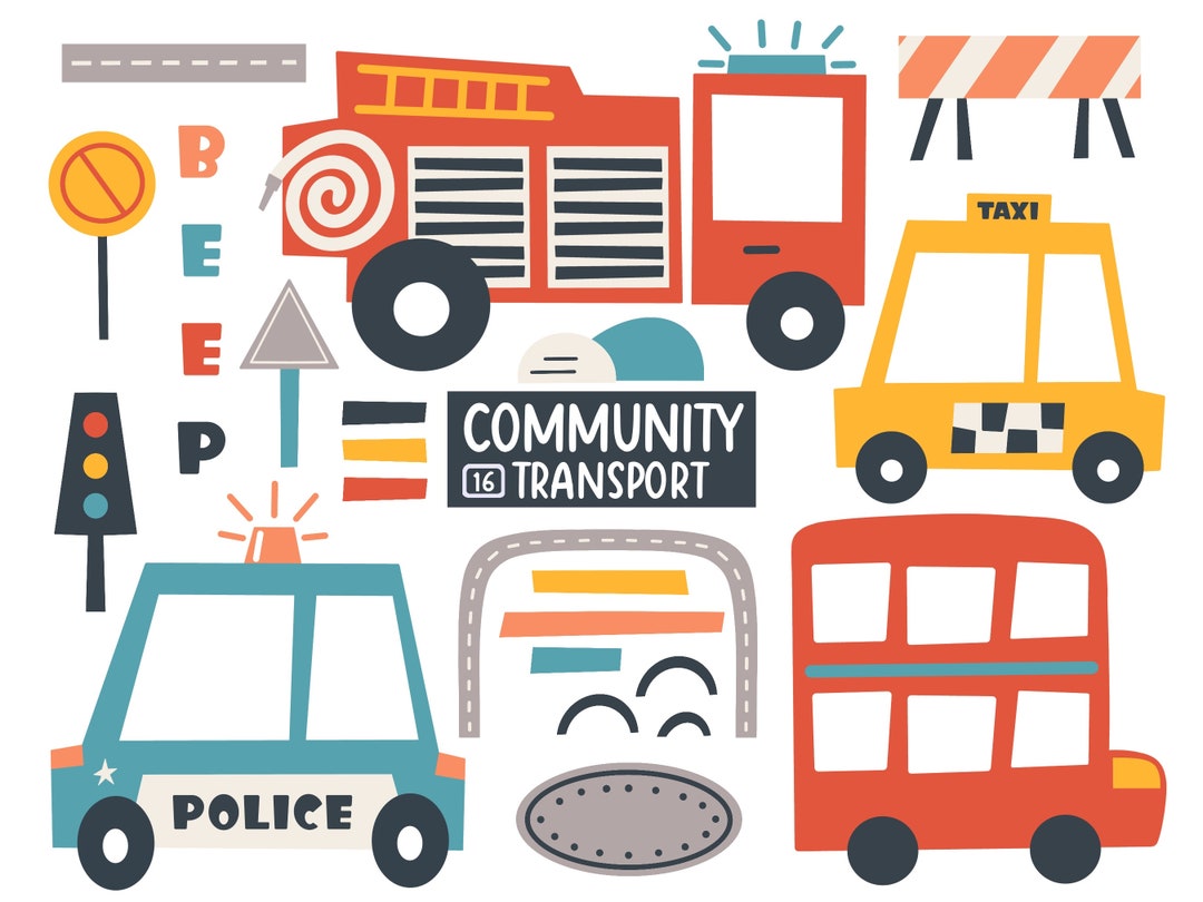 Transport, Car Clipart, Community Helpers, Police, Fire Truck ...