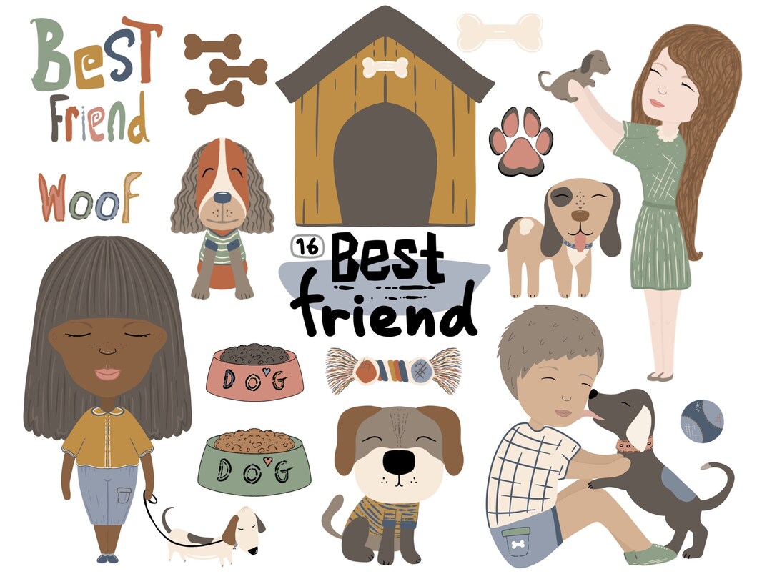 Cute Dog Clipart Set, Animal Illustrations (digital Download) - Etsy