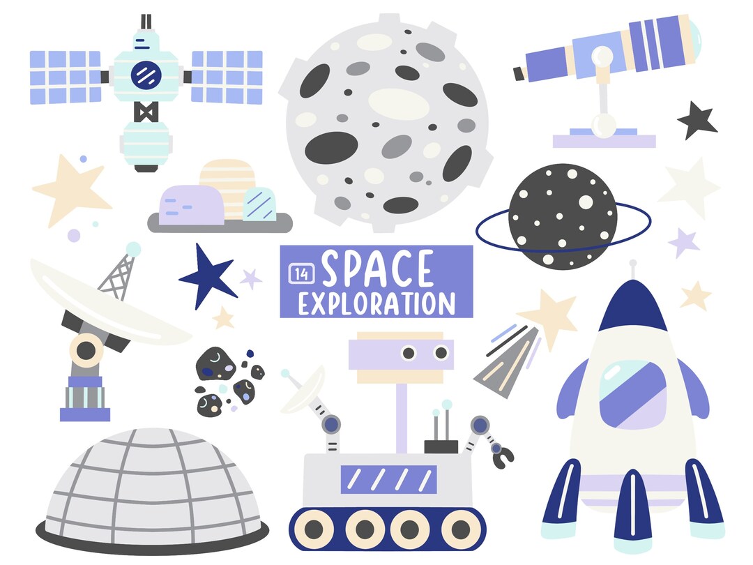 Space Exploration, Space Rocket Clipart, Spacecraft, Moon, Planets ...