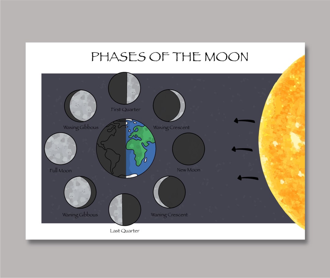 Phases of the Moon Poster, Lunar Stages, Homeschool Educational ...
