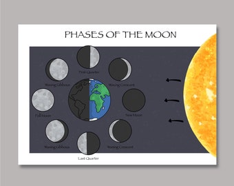 Phases of the Moon Unit Study, Lunar Phases, Homeschool Educational ...