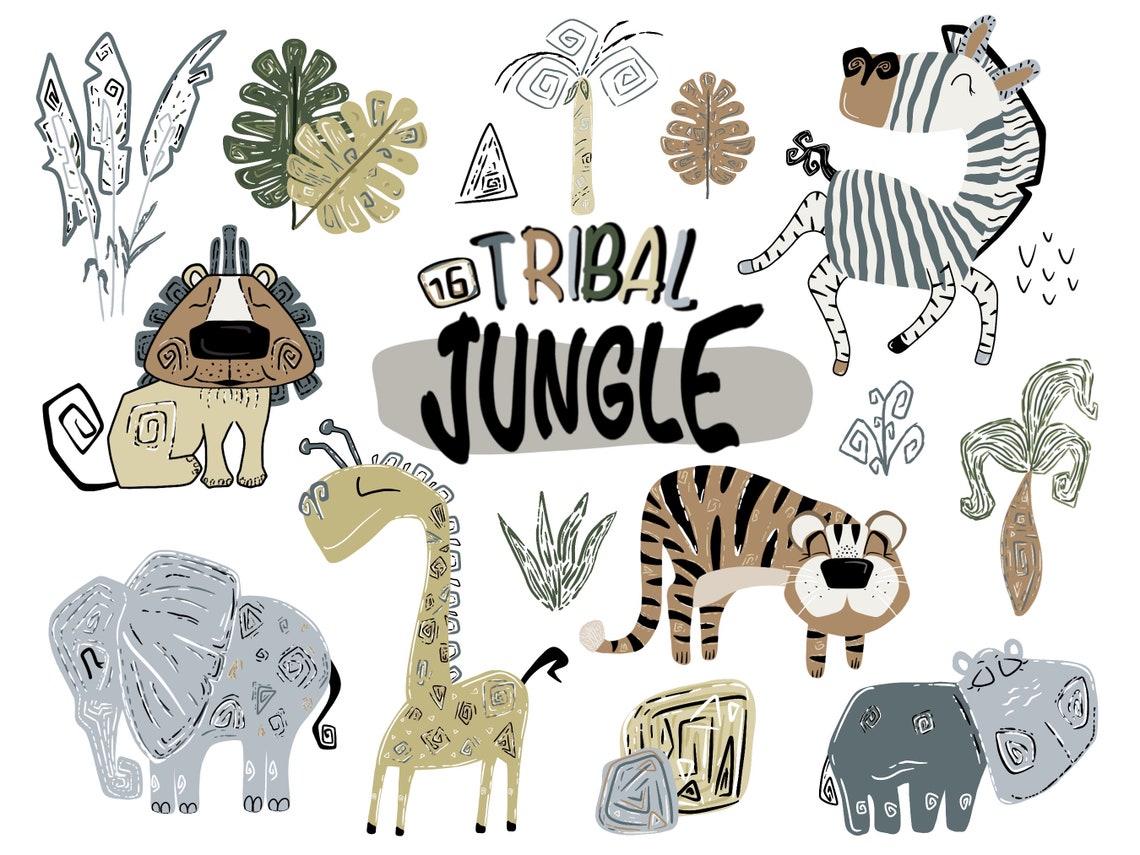Jungle Animals Safari Animals Digital Clipart Set Nursery - Etsy