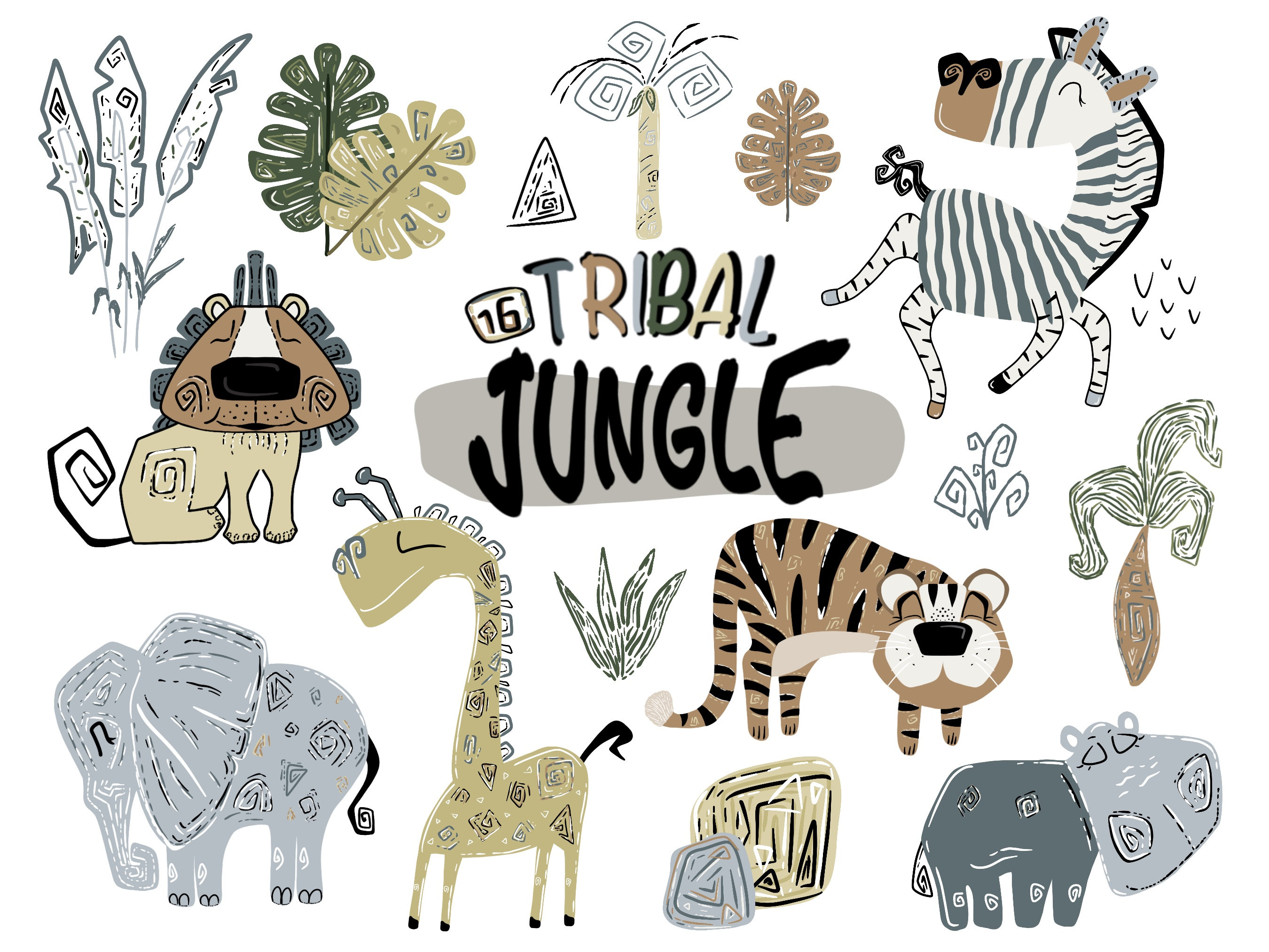 Jungle Animals Safari Animals Digital Clipart Set Nursery - Etsy