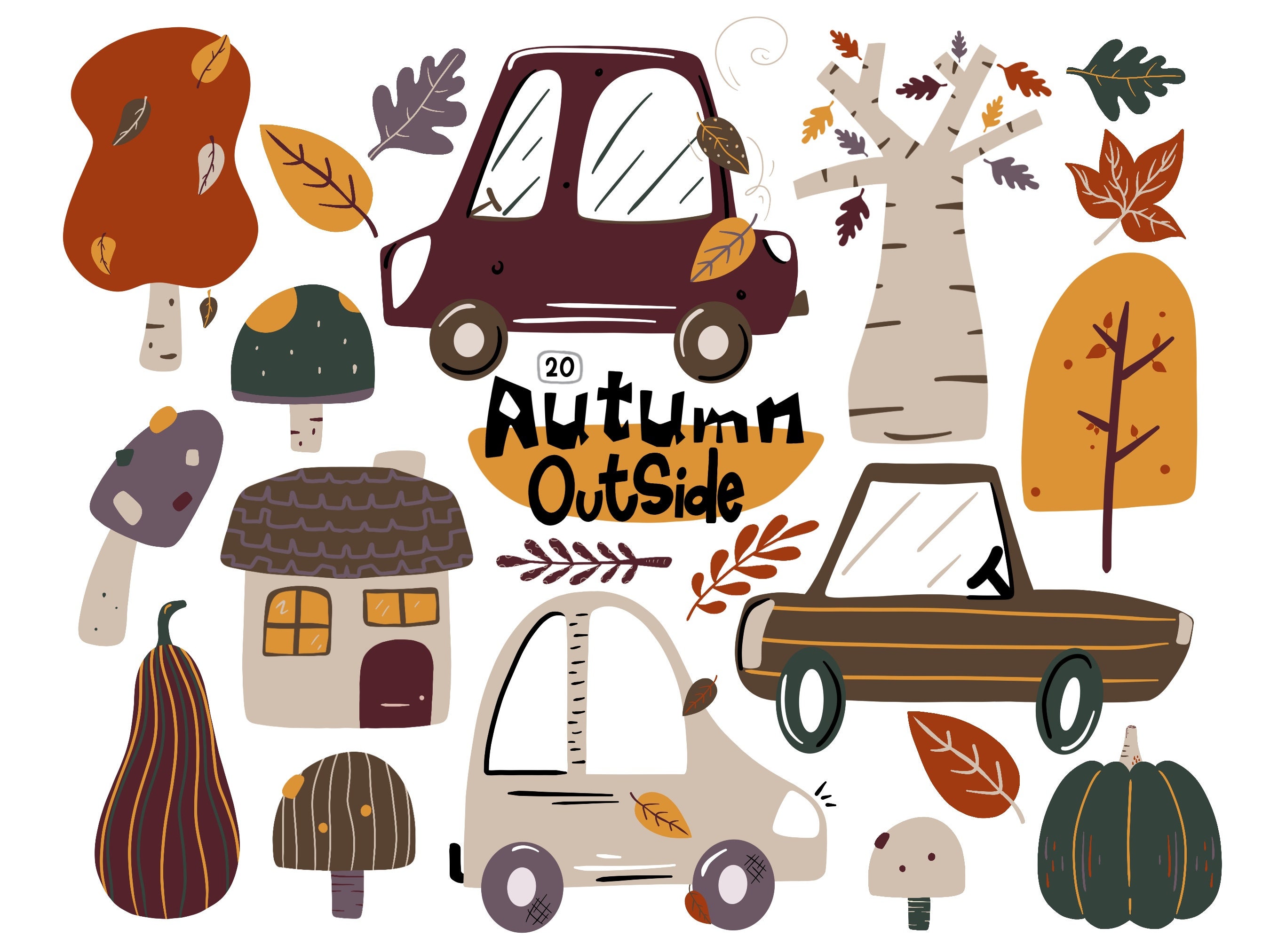 Car Clipart, Transport, Autumn Clipart, Fall, Pumpkins, House Clipart ...