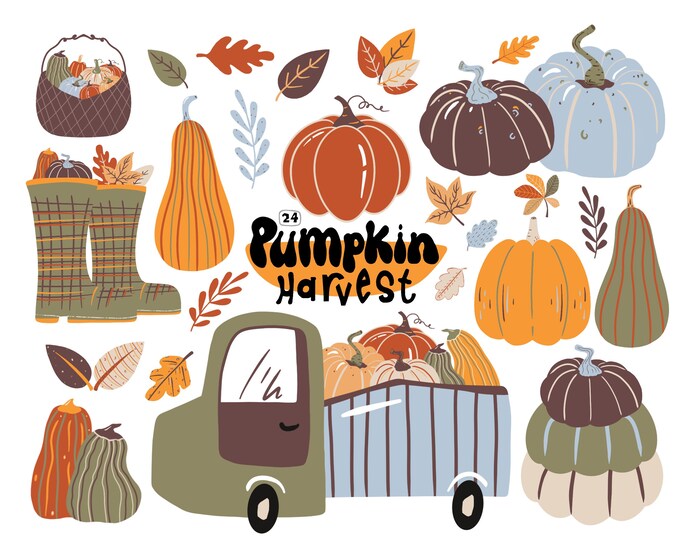 Thanksgiving Clipart Set With Natives and Pilgrims, Autumn Leaves ...