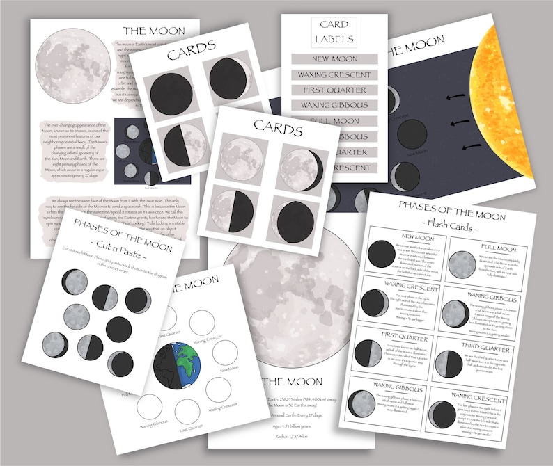 Phases of the Moon Unit Study, Lunar Phases, Homeschool Educational ...