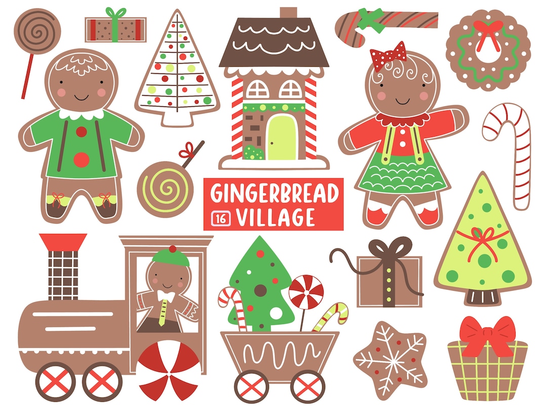 Gingerbread, Cute Holiday, Festive Clipart, Digital Clipart Set ...