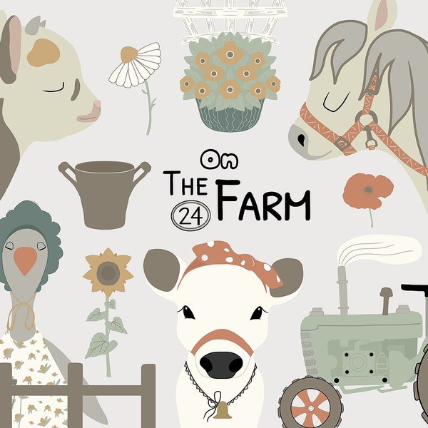 Farm Clipart - Etsy
