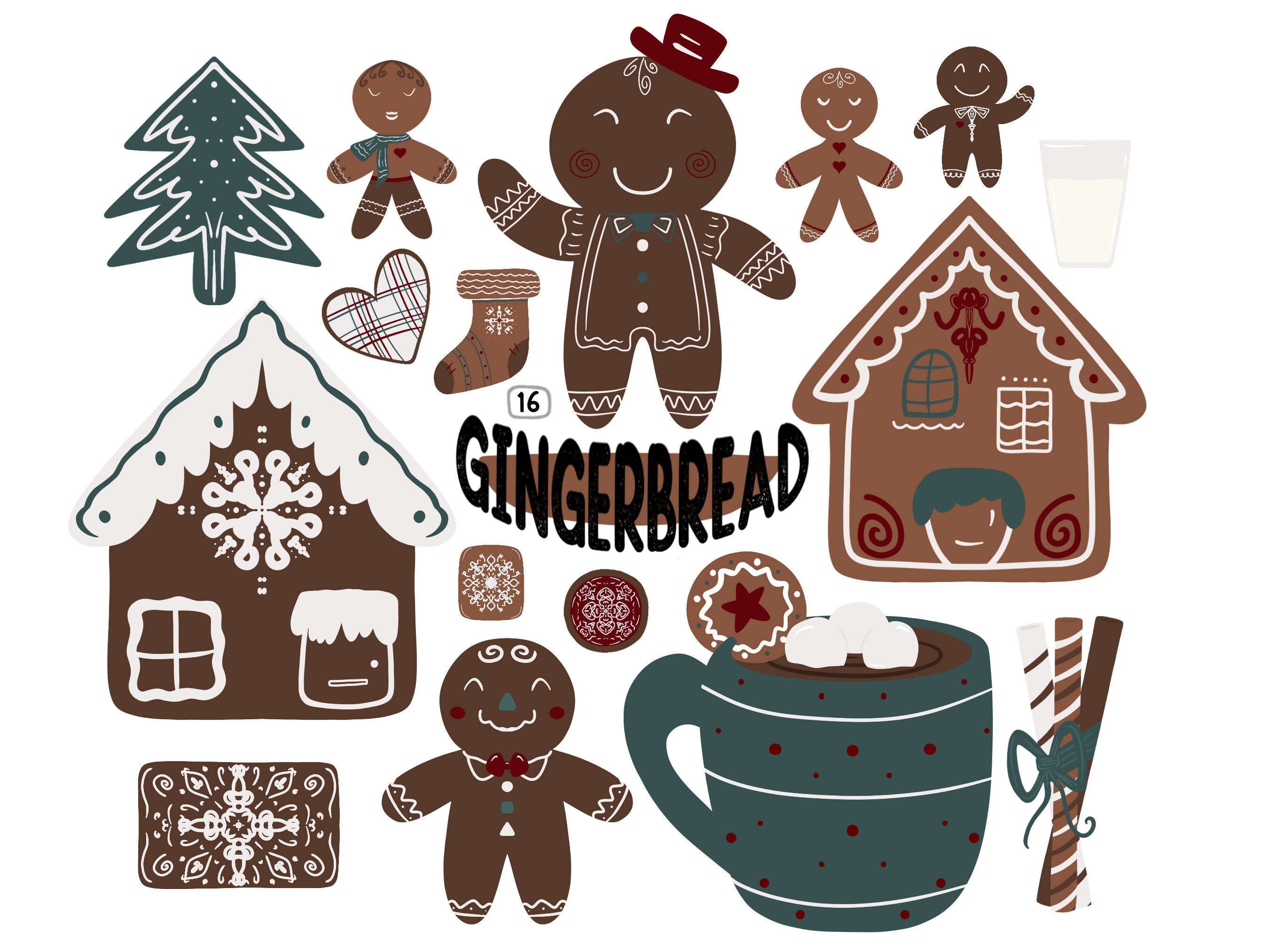 Gingerbread Clipart, Cute Gingerbread House, Sugar Cookies, Winter ...