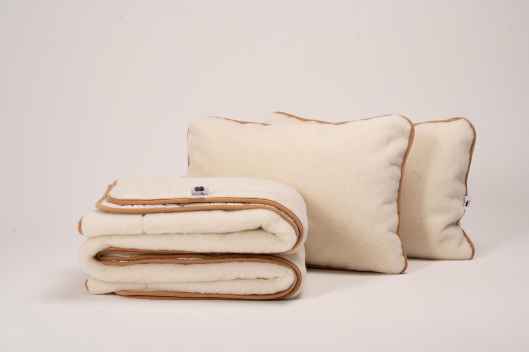 Merino Wool Blanket and Adjustable Pillows Set, Winter Bedding Set, New ...