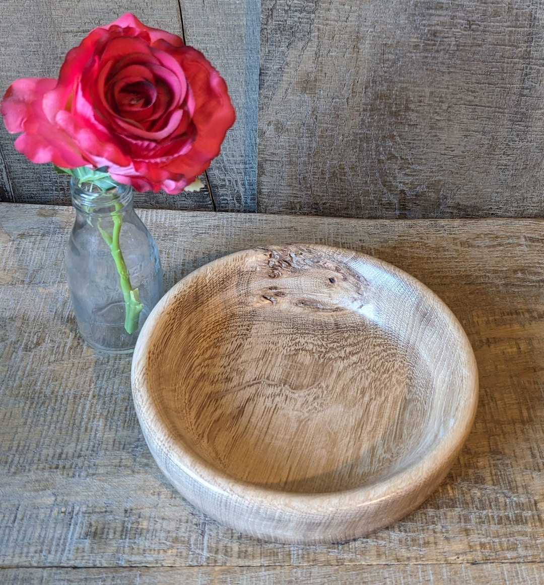 Shallow, Brown Burr Oak, Rustic Wooden Bowl, a Decorative Wooden Key or ...