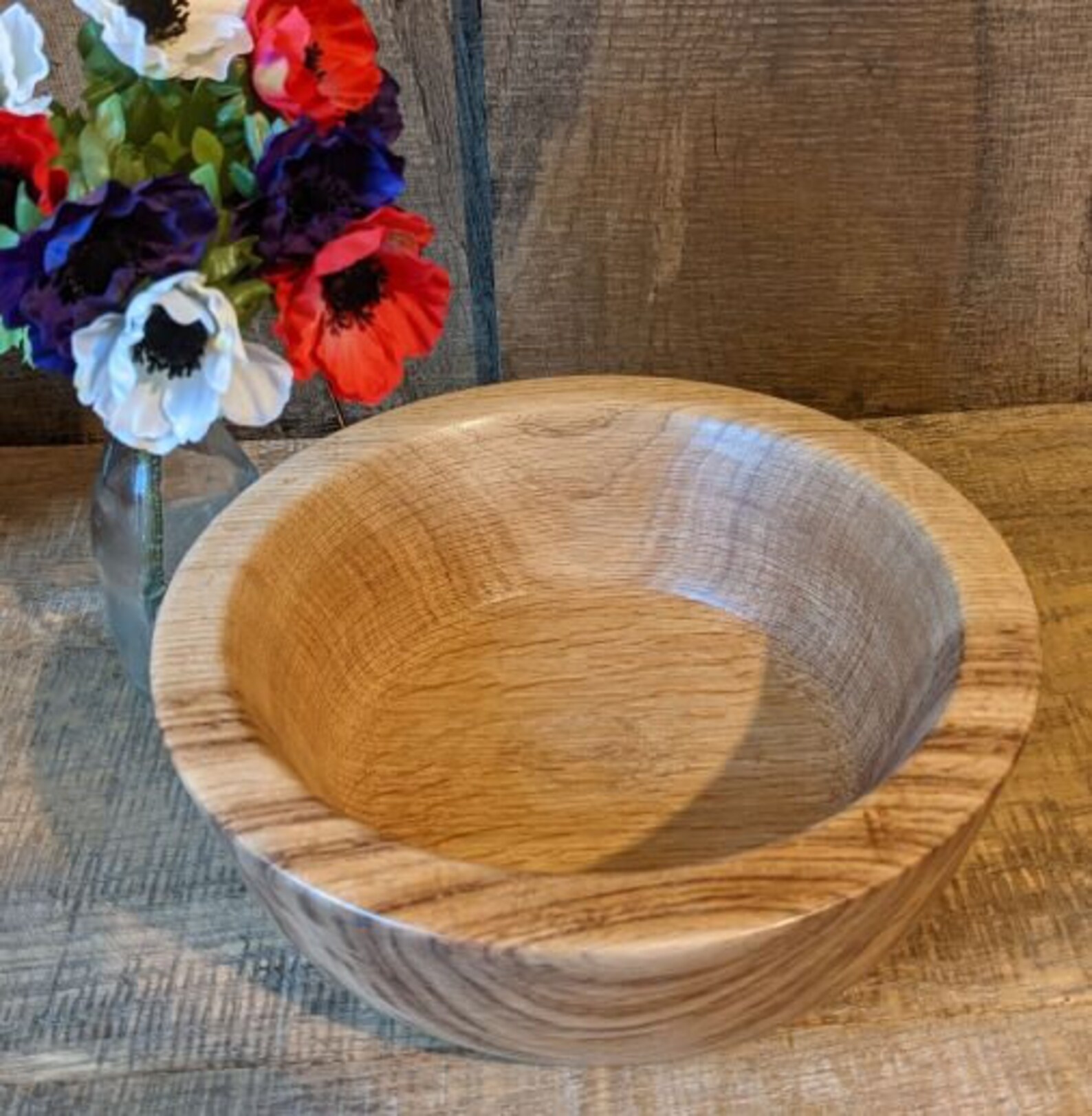 Large Chunky Tiger Oak Wooden Bowl a Beautiful Rustic Wooden - Etsy