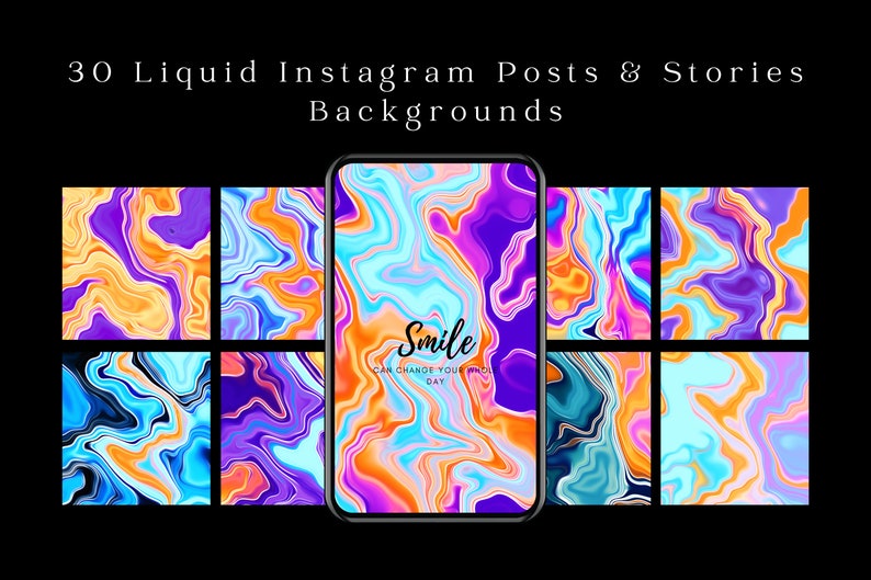 Liquid Instagram Post Story Backgrounds Rainbow Backdrops - Etsy