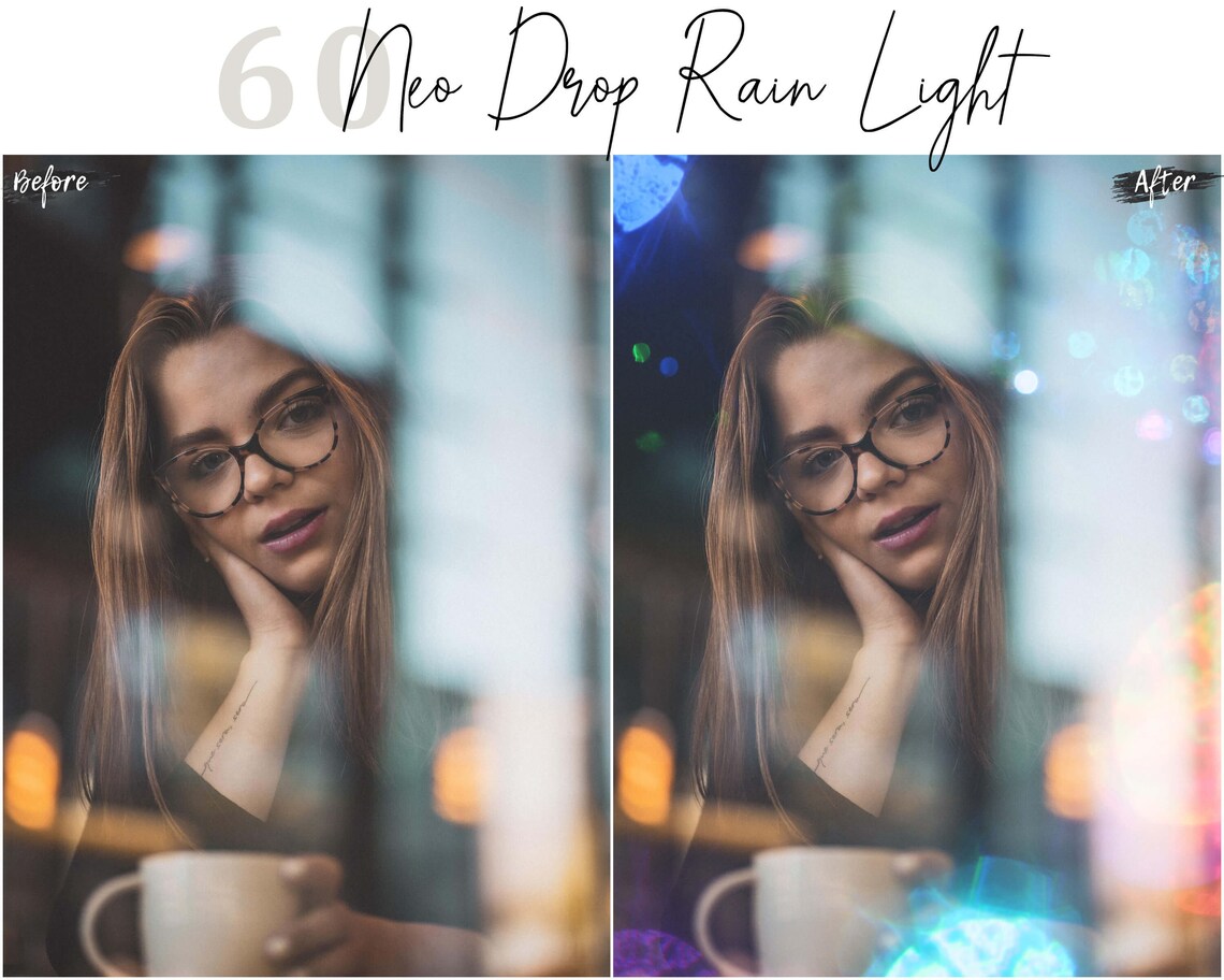 60 Neo Drop Rain Lights Effect Photo Overlays Street Overlay | Etsy