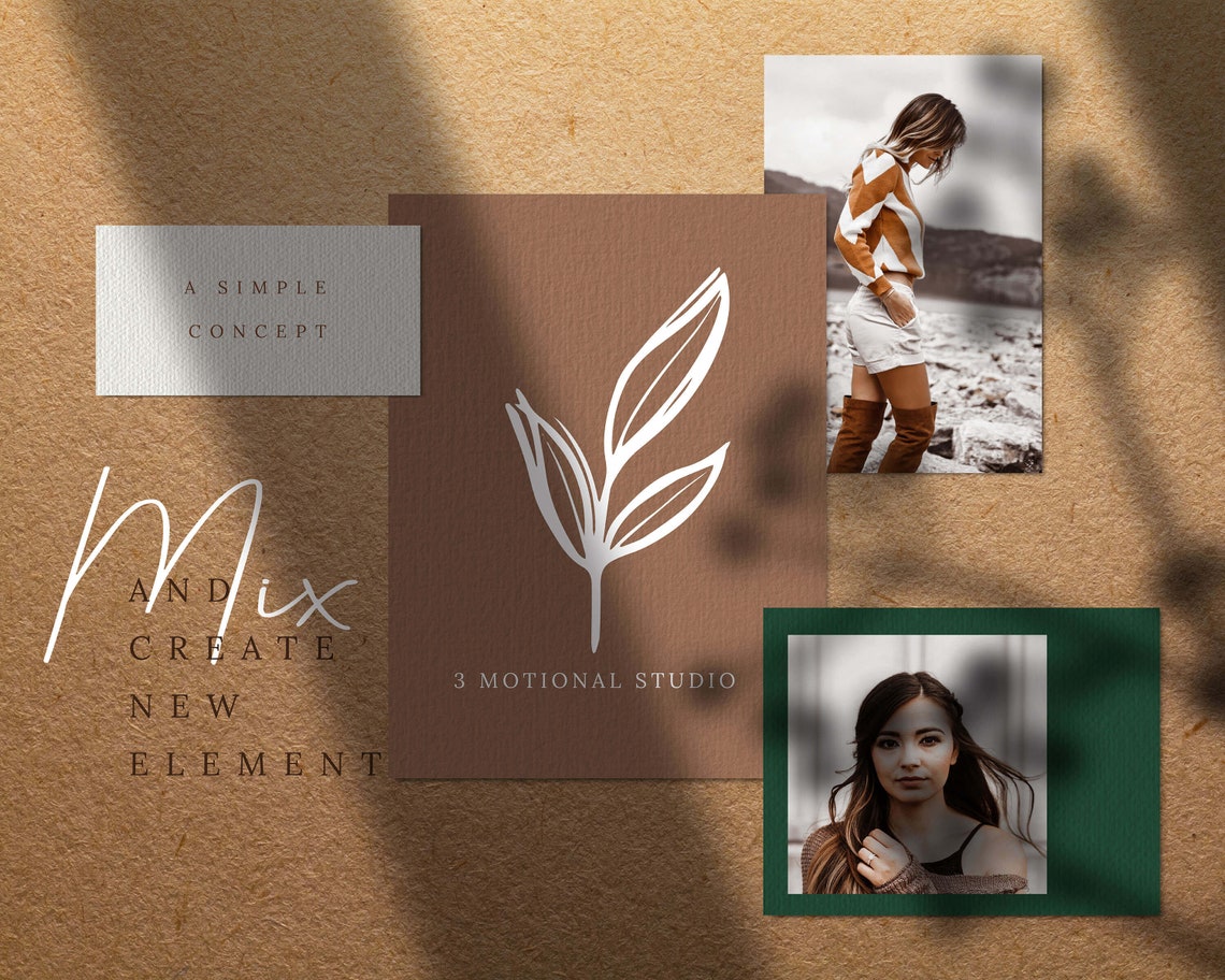 Hand Drawn Botanical Logo Elements High Res Png Floral - Etsy