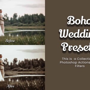 12 Boho Wedding Photoshop Actions: Vintage Photo Filters (ACR, ATN, LUT ...