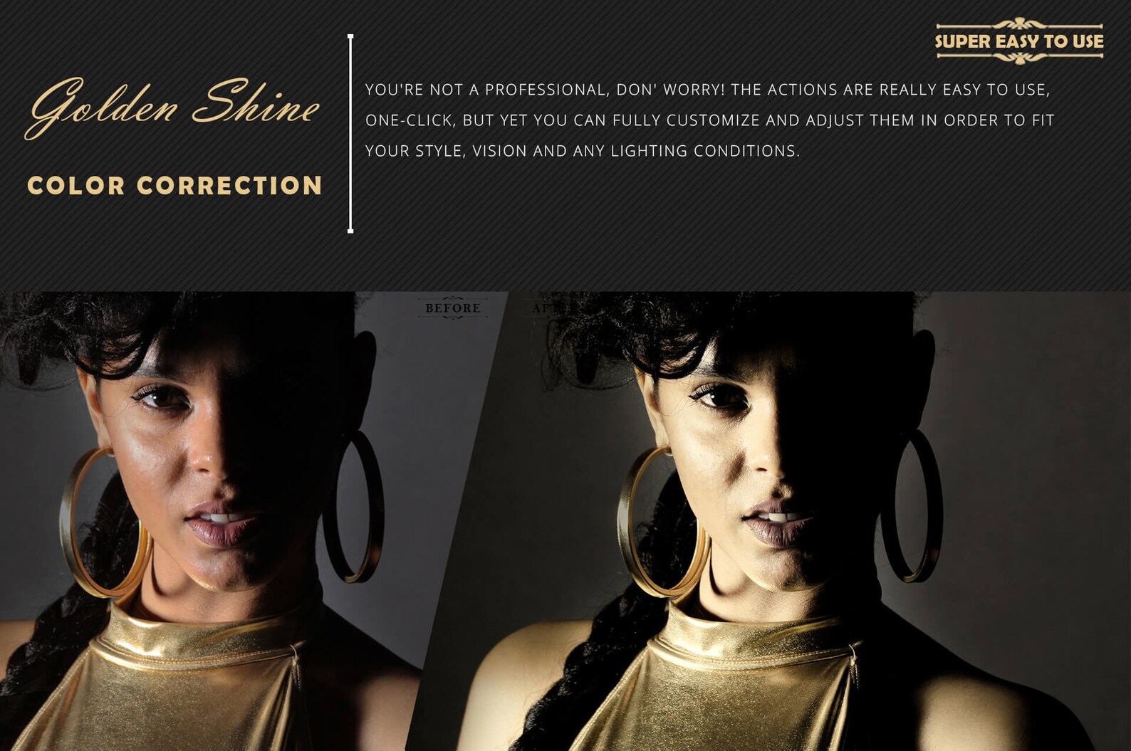 Neo Golden Shine Color Grading adobe photoshop actions ACR | Etsy