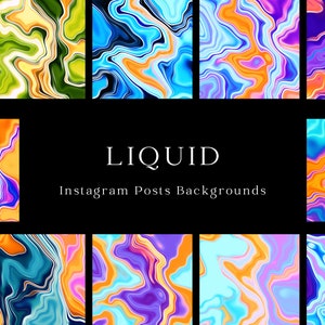 Liquid Instagram Post Story Backgrounds, Rainbow Backdrops, Digital ...
