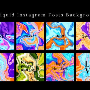 Liquid Instagram Post Story Backgrounds, Rainbow Backdrops, Digital ...