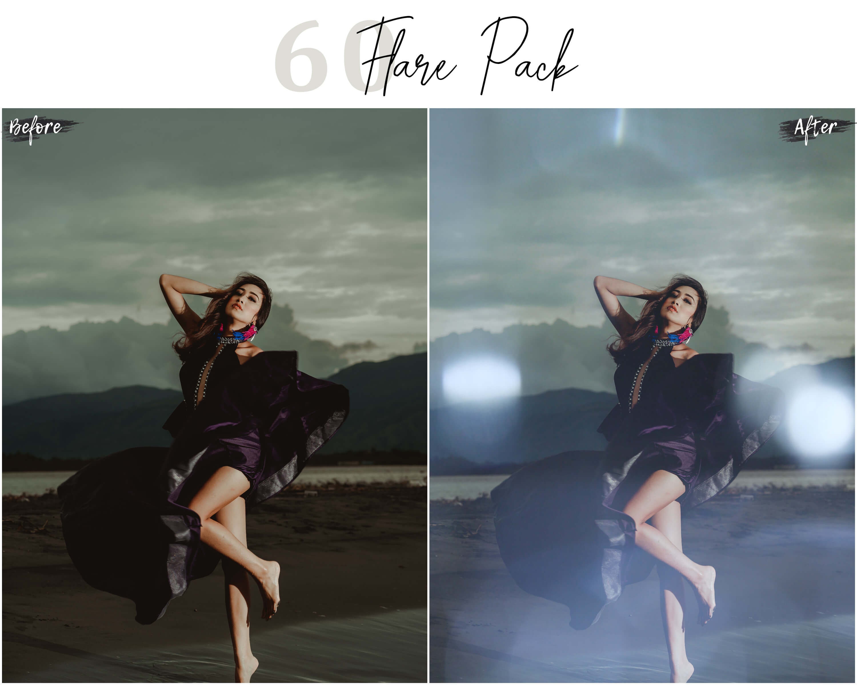 60 Flare Pack 02 Lights Effect Photo Overlays Different | Etsy