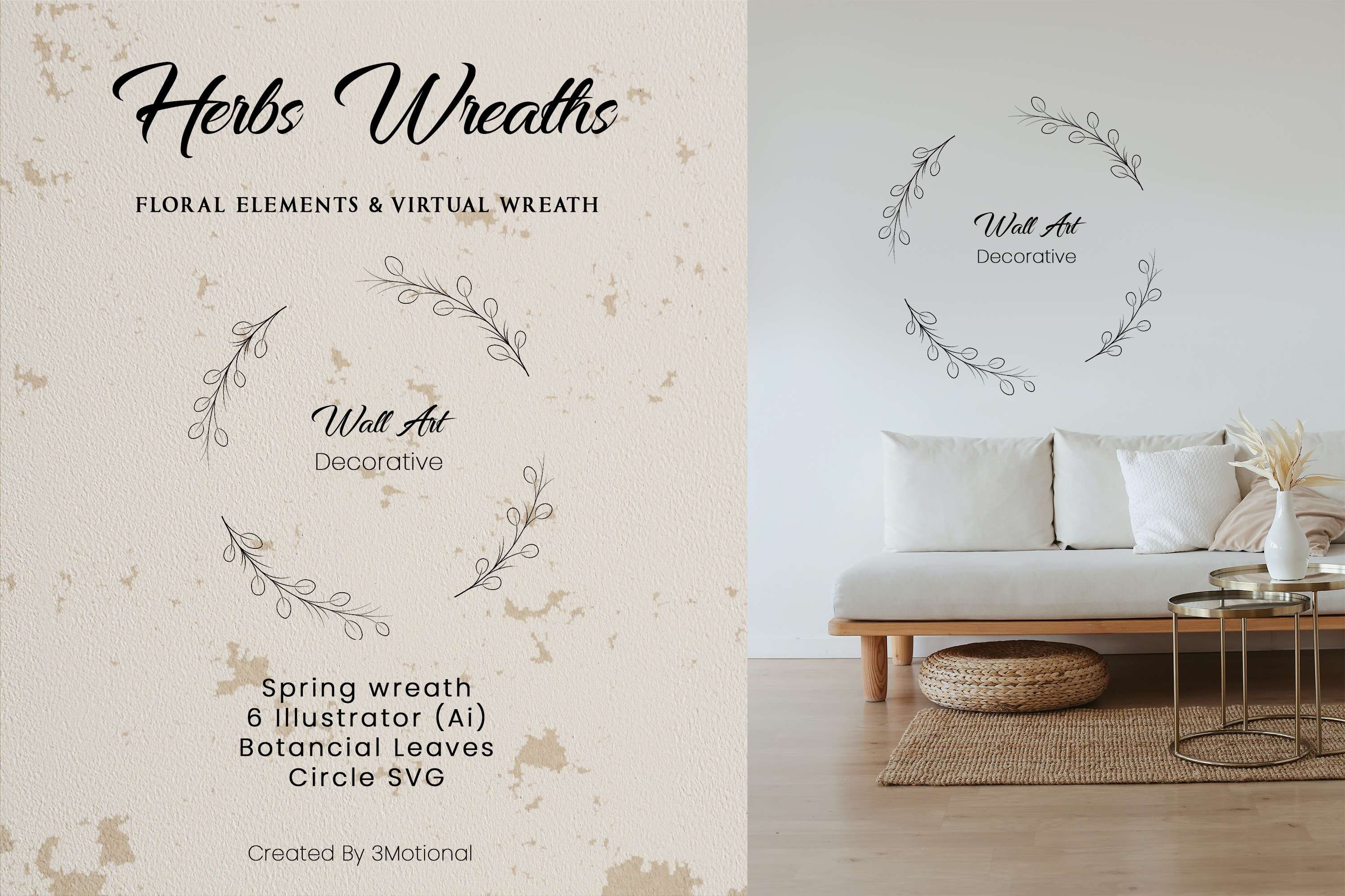 Leaf Wreath Monogram SVG Bundle Floral Botanical Hand Drawn | Etsy