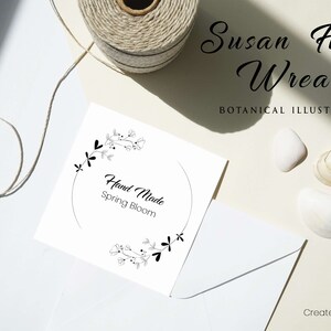 Susan Floral Wreath Monogram SVG Botanical Hand Drawn Leaf Circle Frame ...