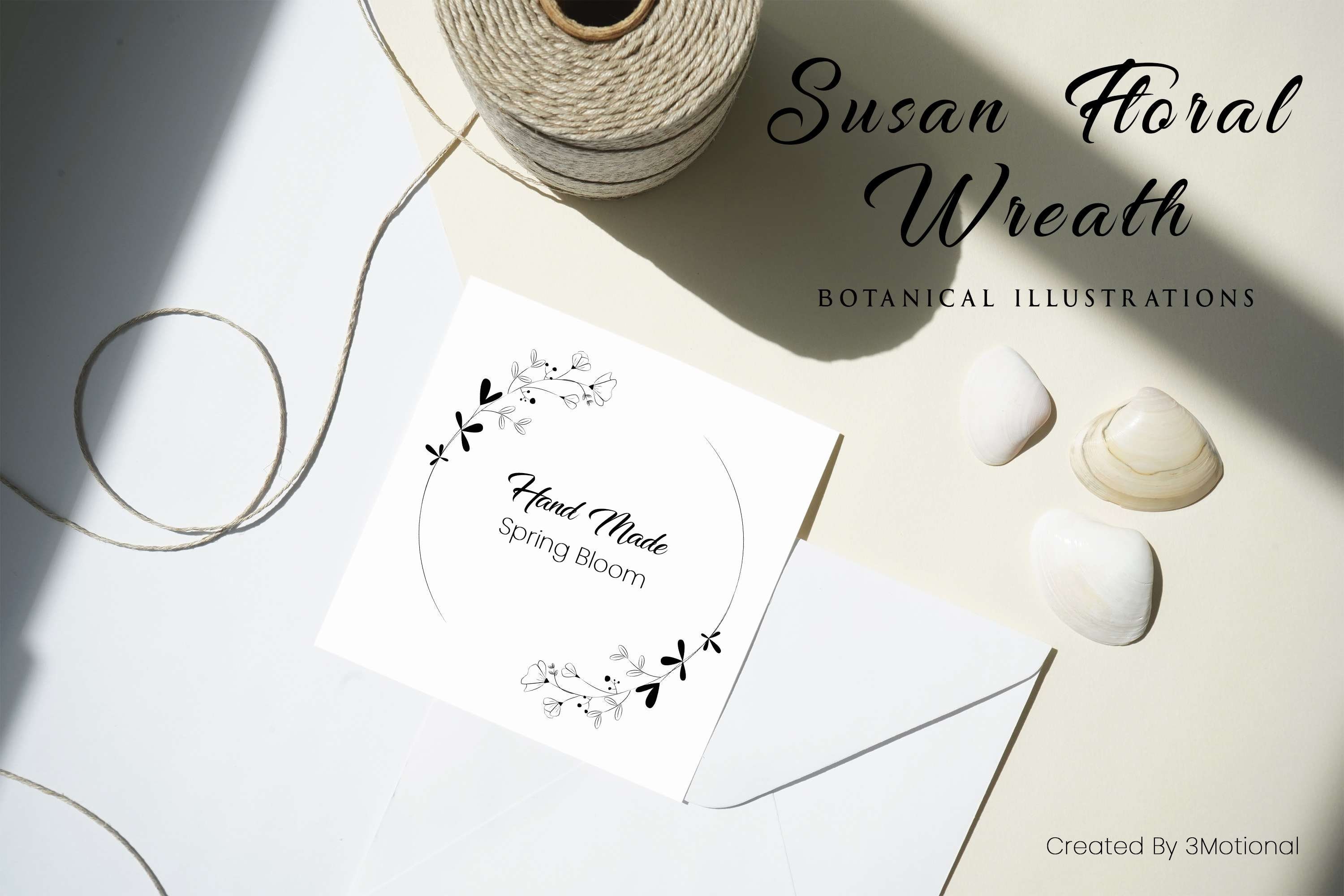 Susan Floral Wreath Monogram SVG Botanical Hand Drawn Leaf | Etsy