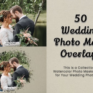 50 Wedding Photo Mask Overlays: Watercolor Effects, Frames, Brushes ...