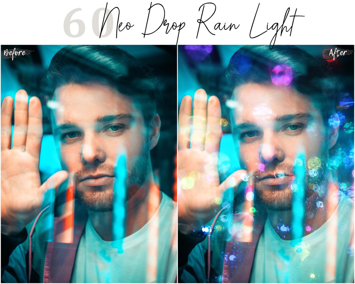 60 Neo Drop Rain Lights Effect Photo Overlays Street Overlay | Etsy