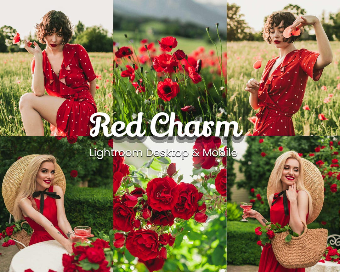 Red Charm Lightroom & Mobile Presets, Transform Photos With 18 Desktop and Mobile Presets, PDF ...
