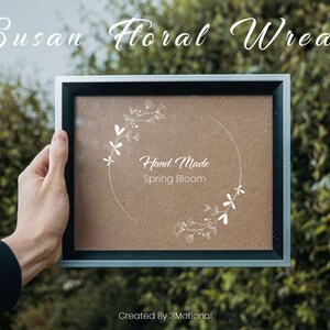 Susan Floral Wreath Monogram SVG Botanical Hand Drawn Leaf Circle Frame ...