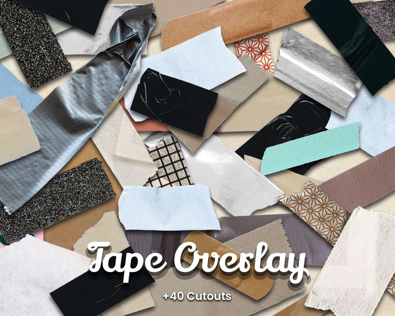 Tape PNG Overlays: 43 Grungy Adhesive Textures (3000x3000 PX) - Etsy
