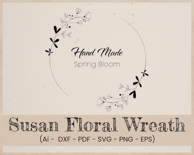 Susan Floral Wreath Monogram SVG Botanical Hand Drawn Leaf | Etsy