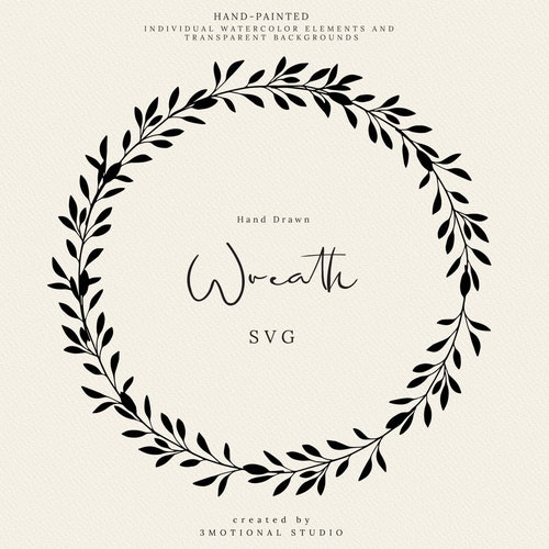 Hand Drawn Wreath Svg Cut File Clip Art Png Dxf Pdf Plant - Etsy