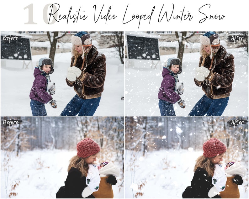 Winter Snow Overlays: 10 Neo Realistic 4K Backdrops (MP4 Digital ...