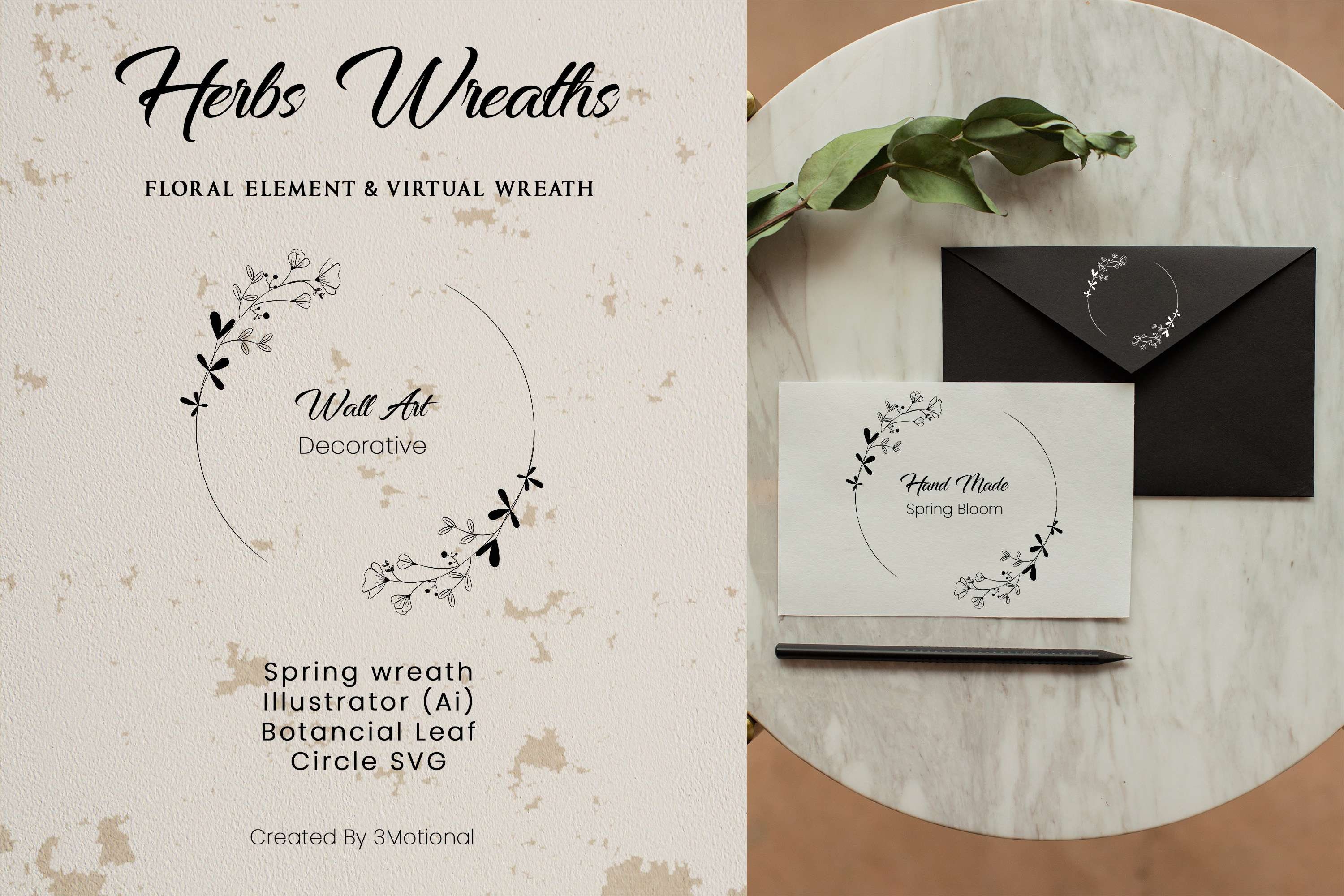 Susan Floral Wreath Monogram SVG Botanical Hand Drawn Leaf | Etsy