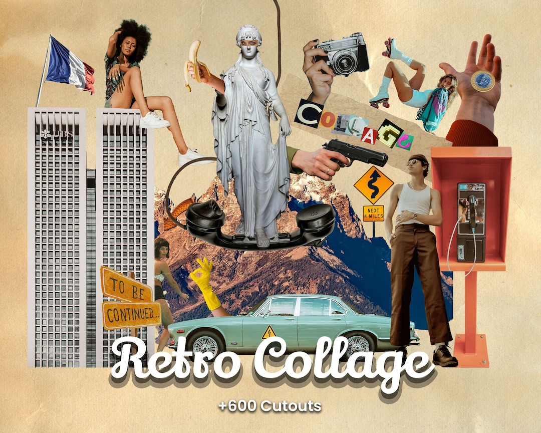 Retro Collage Kit: 602 Vintage Art Elements PNG - Etsy