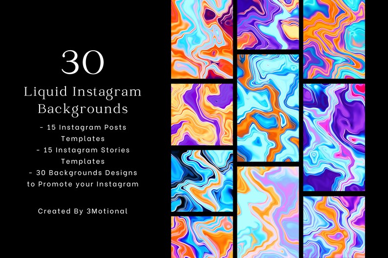 Liquid Instagram Post Story Backgrounds Rainbow Backdrops - Etsy