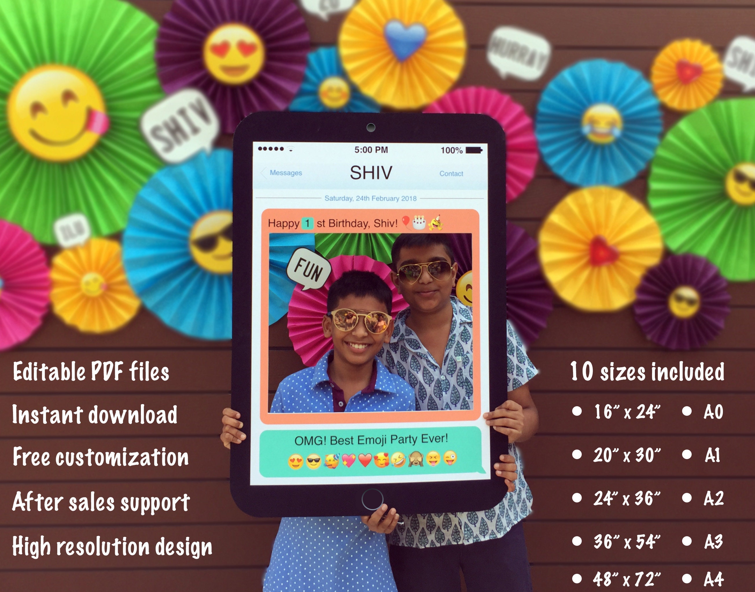 EDITABLE Emoji Photo Booth Emoji Photo Frame Emoticons - Etsy